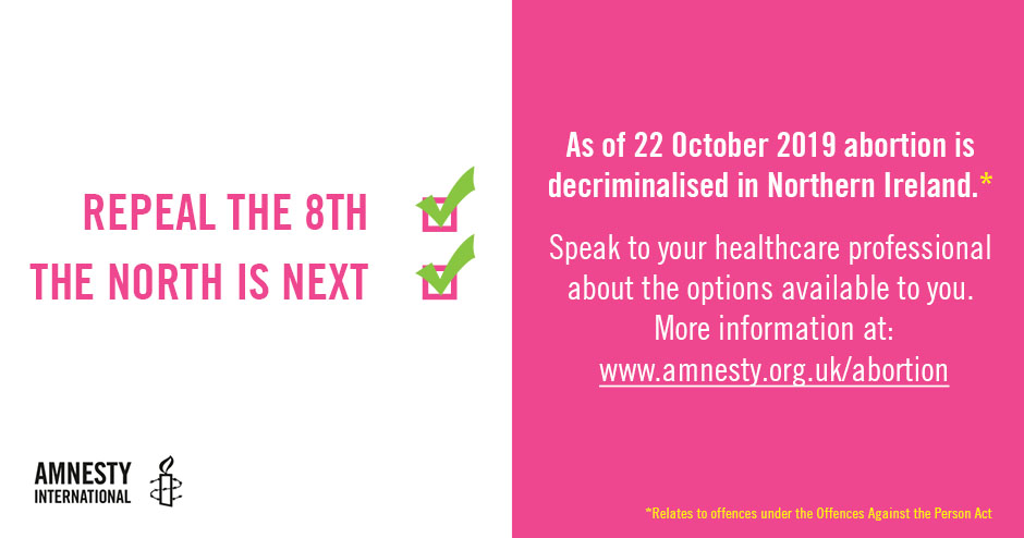Abortion decriminalised in Northern Ireland | Amnesty International UK