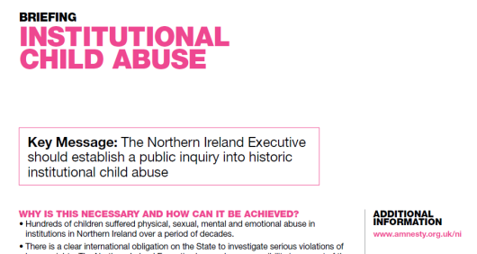 Institutional child abuse: NI briefing | Amnesty International UK